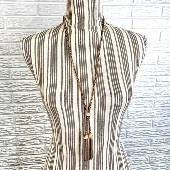 Vintage | Jewelry | Vintage Gold Snake Chain Lasso Necklace Rhinestone ...